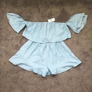 Fashion Nova | Pants & Jumpsuits | Light Blue Romper | Poshmark